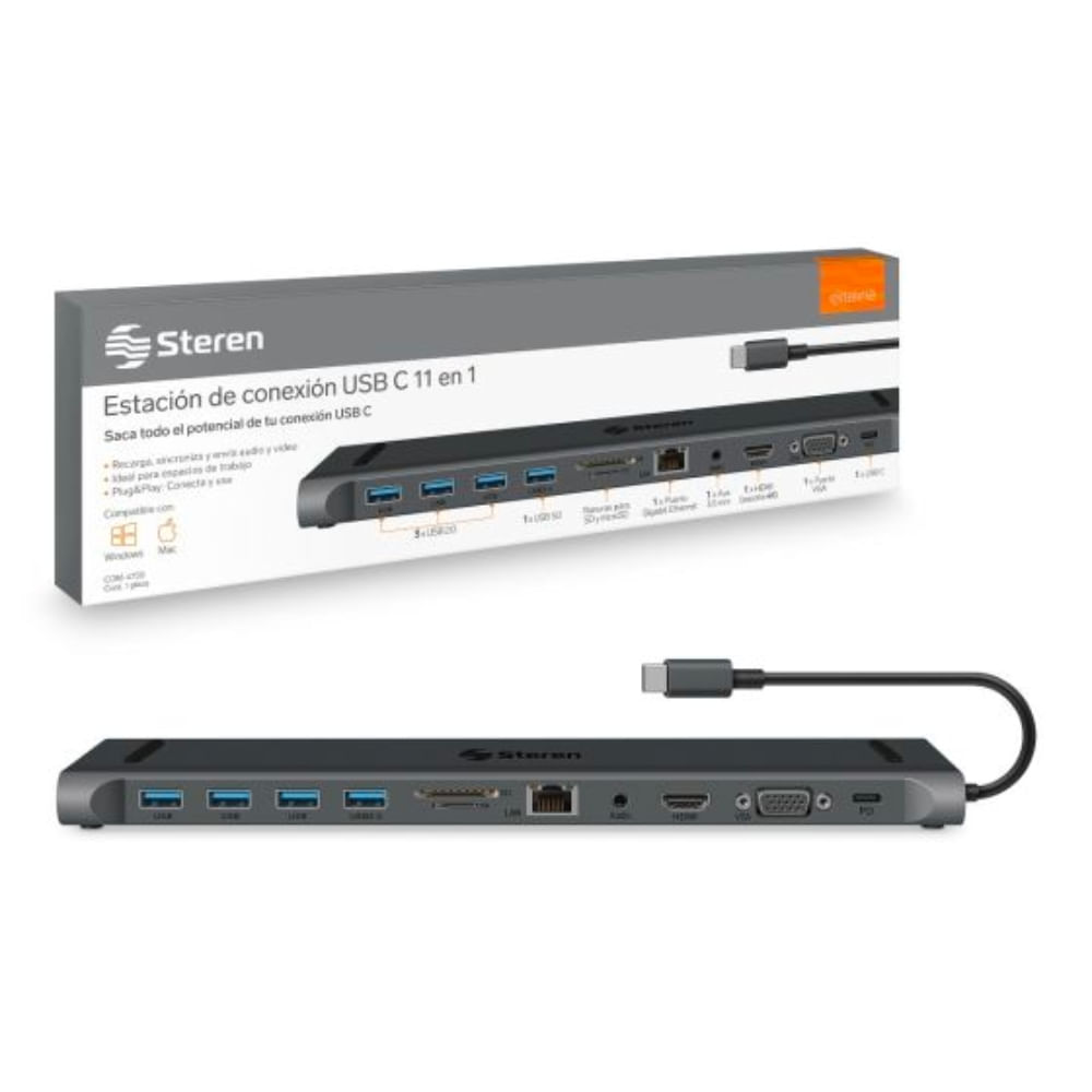 Estación multipuerto USB-C 11 en 1: Conectividad Total - COM-4750 - MaxiTec