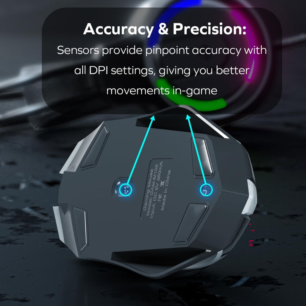 Mouse Gamer RGB Phantazma con 4 Configuraciones DPI - GAM-M100 - MaxiTec